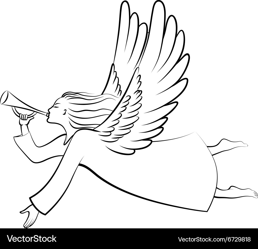 Angel contour Royalty Free Vector Image - VectorStock