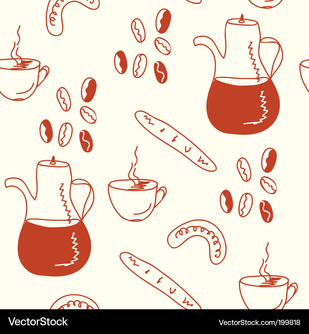 Coffee doodle pattern Royalty Free Vector Image