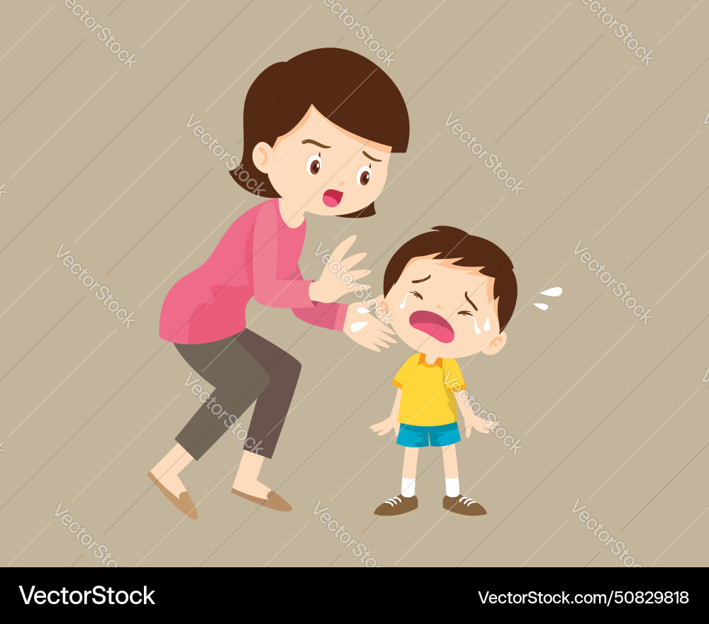 Comforting sad children with parent 3 Royalty Free Vector