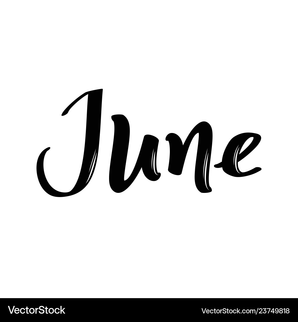 June month name handwritten calligraphic word Vector Image
