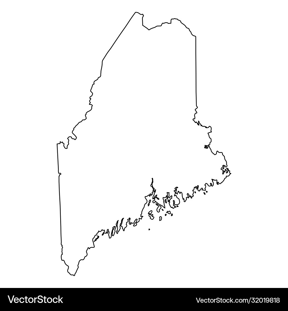 Maine me state border usa map outline Royalty Free Vector