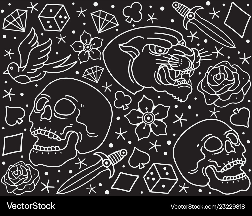 Pattern traditional flash tattoo Royalty Free Vector Image