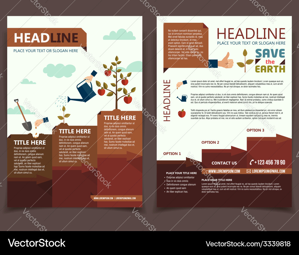 Planting tree corporate brochure flyer Royalty Free Vector
