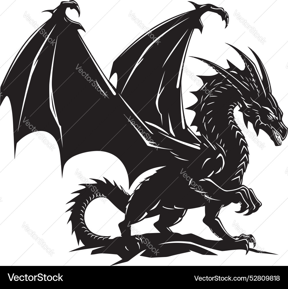 Roaring guardian dragon logo symbol ancient Vector Image