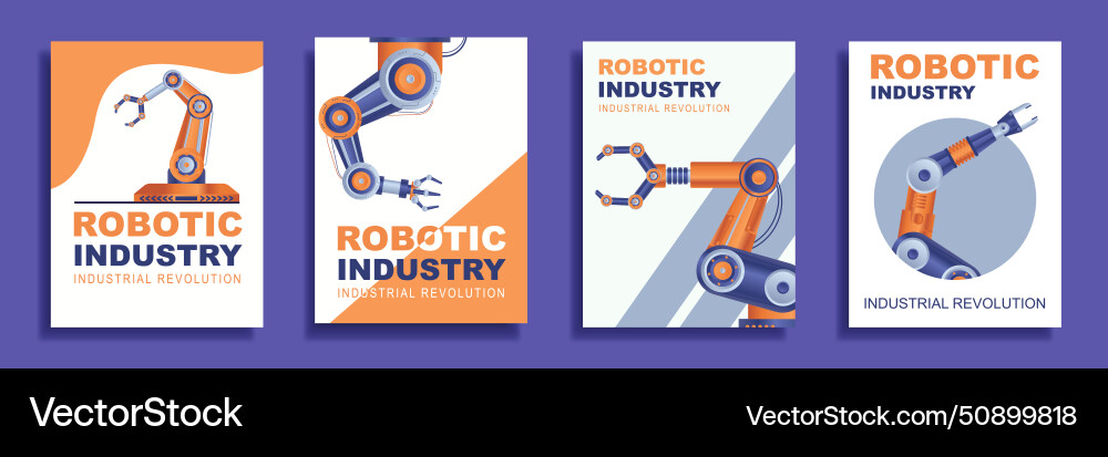 Robotic industry cover brochure set in flat Vector Image