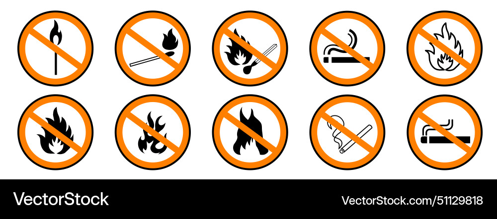 Signs open source of ignition and no smoking Vector Image