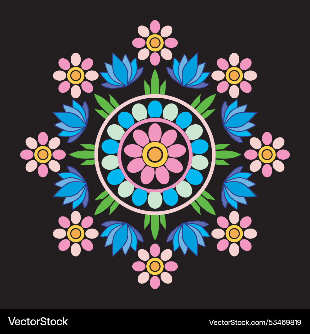 Colorful floral mandala design Royalty Free Vector Image