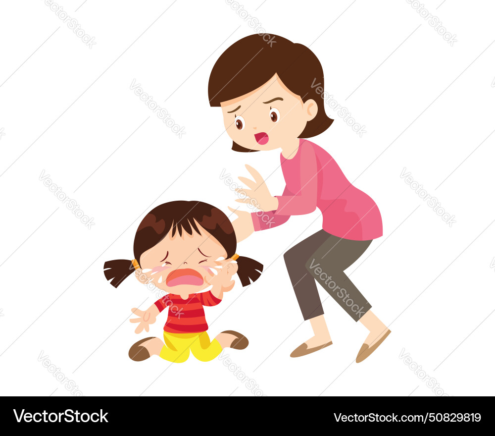 Comforting sad children with parent 3 Royalty Free Vector