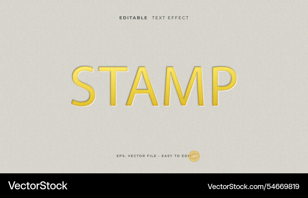 Deboss text effect gold letter press style Vector Image