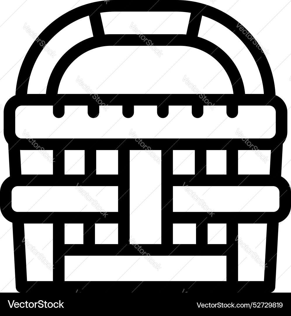 Empty wicker picnic basket closed with handle Vector Image
