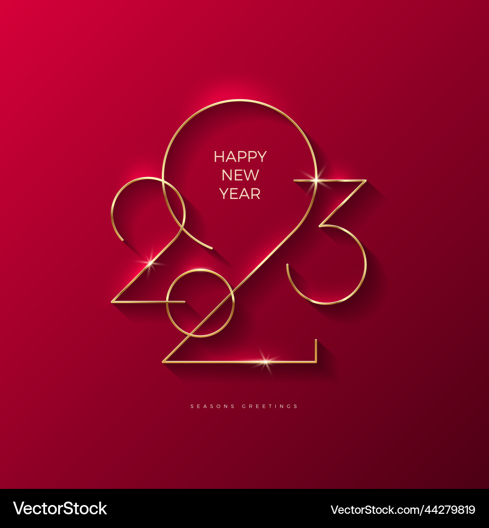 Golden New Year 2023 Logo Royalty Free Vector Image