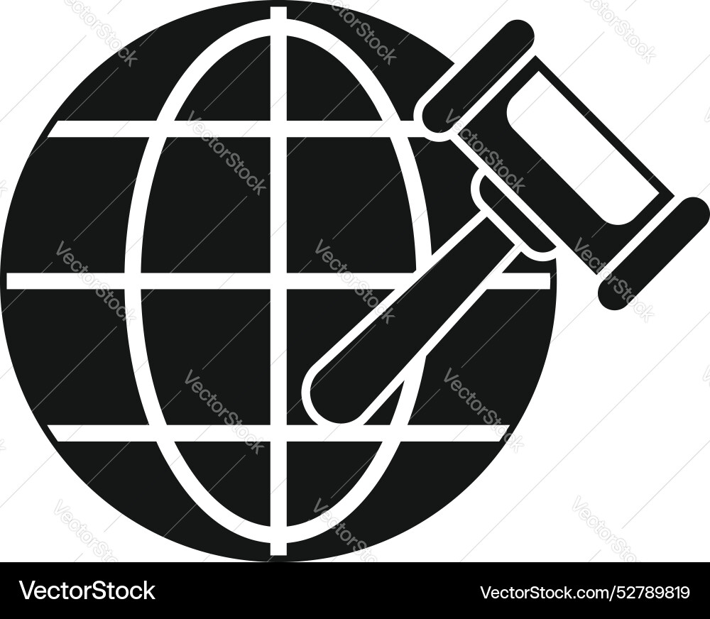 Judge gavel hitting globe for global law Vector Image