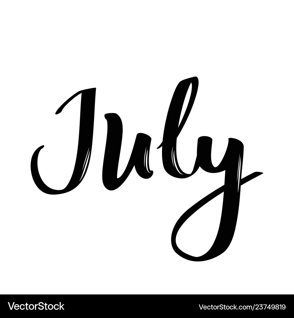 July month name handwritten calligraphic word Vector Image