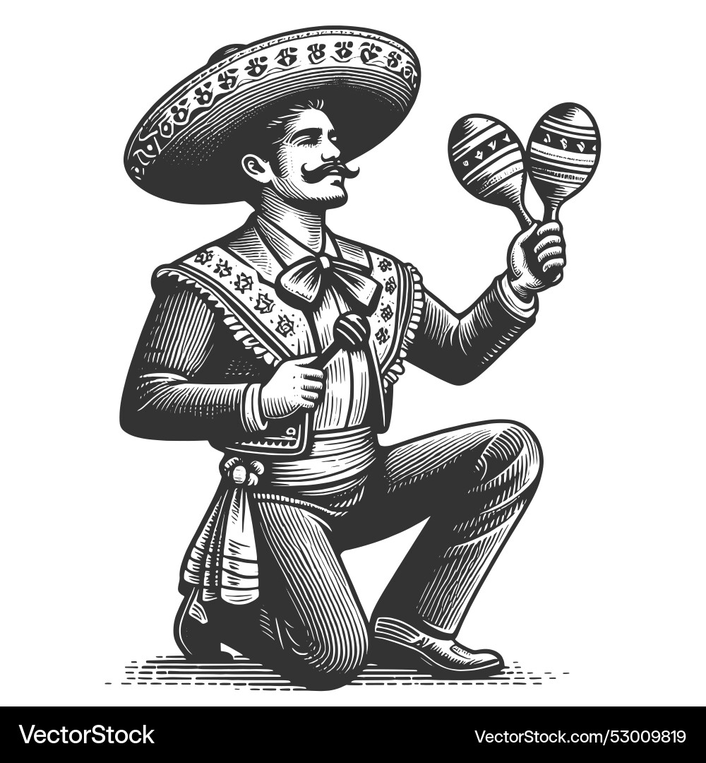 Mariachi musician with maracas Royalty Free Vector Image
