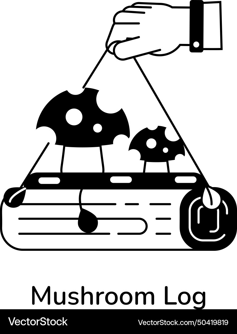 Mushroom log Royalty Free Vector Image - VectorStock
