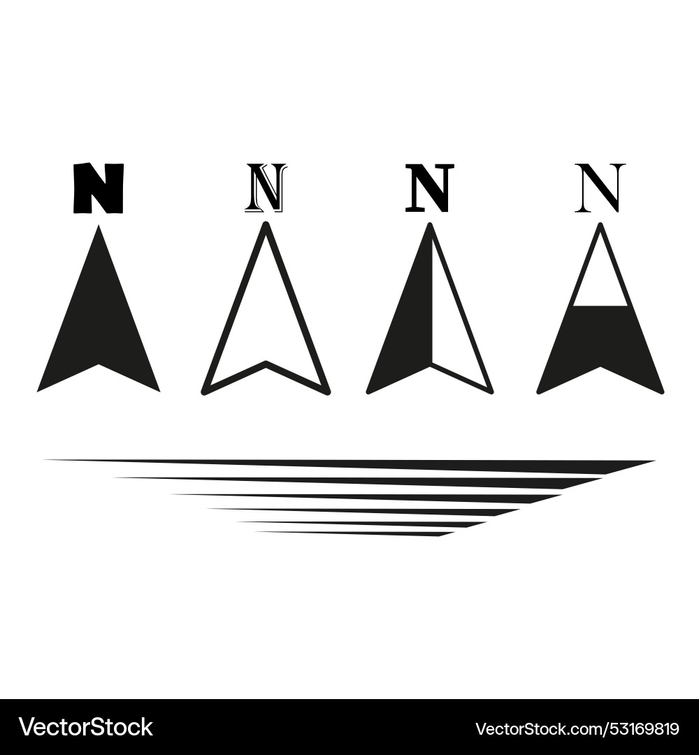 North direction icons black and white various Vector Image
