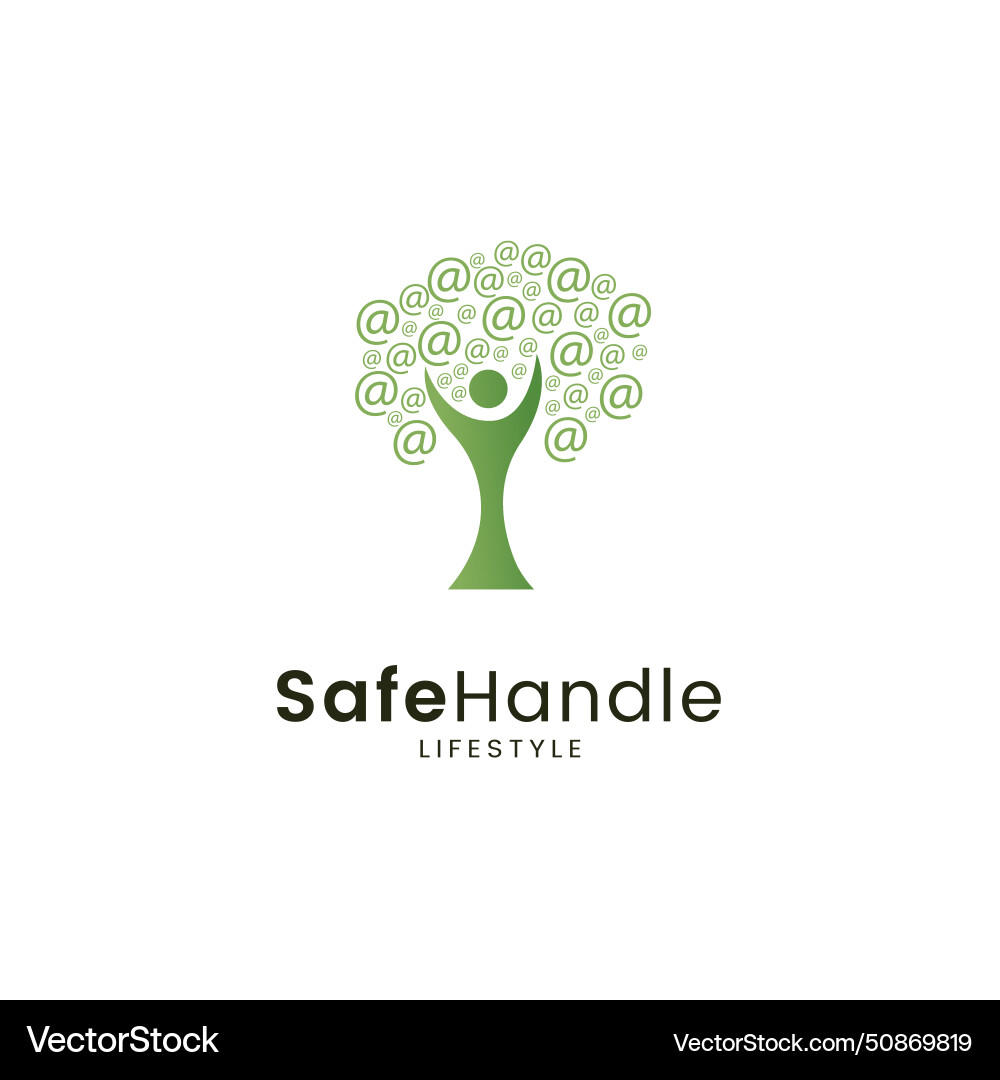 Tree logo safe hand tree of life social handle Vector Image
