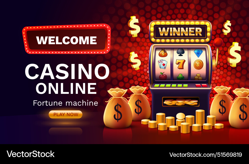Winner slots machine casino jackpot fortune win Vector Image