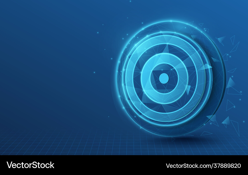 3d target board sign low poly lines triangles Vector Image