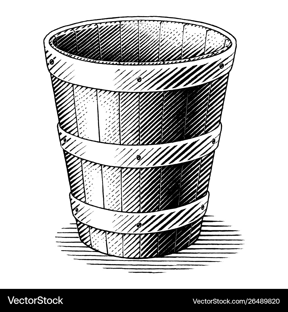 Antique engraving basket hand draw vintage Vector Image