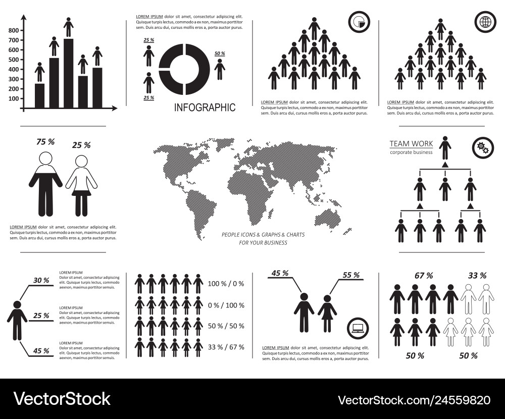Black simple population icons template set Vector Image