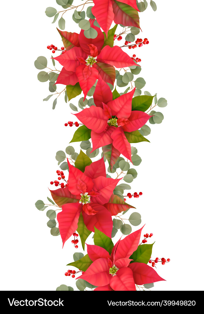 Christmas seamless border with winter flower Vector Image