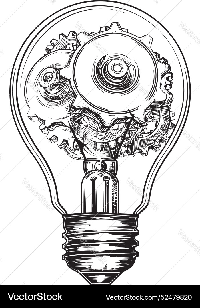 Gearwheel radiance steampunk bulb design retro Vector Image