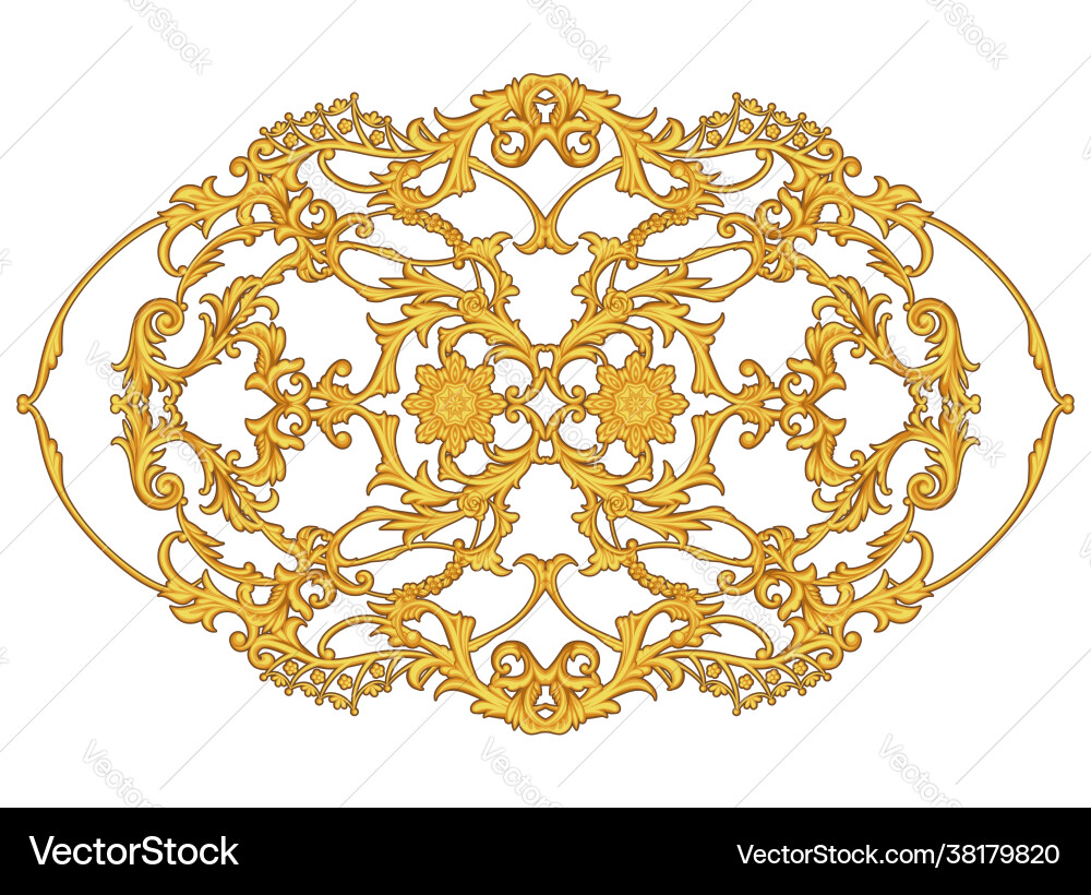 Golden arabesque with floral Royalty Free Vector Image