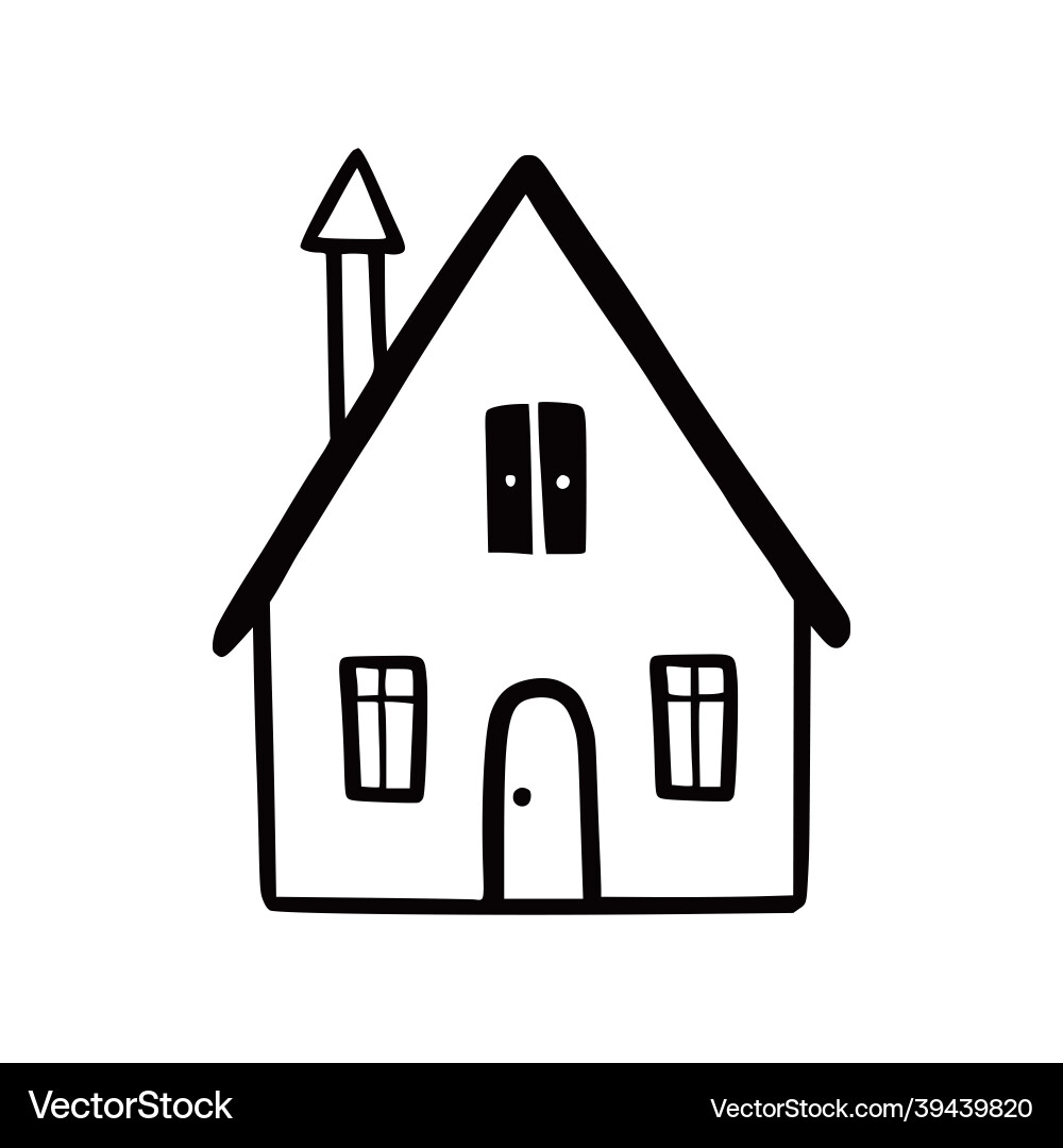 Hand drawn cute house doodle Royalty Free Vector Image