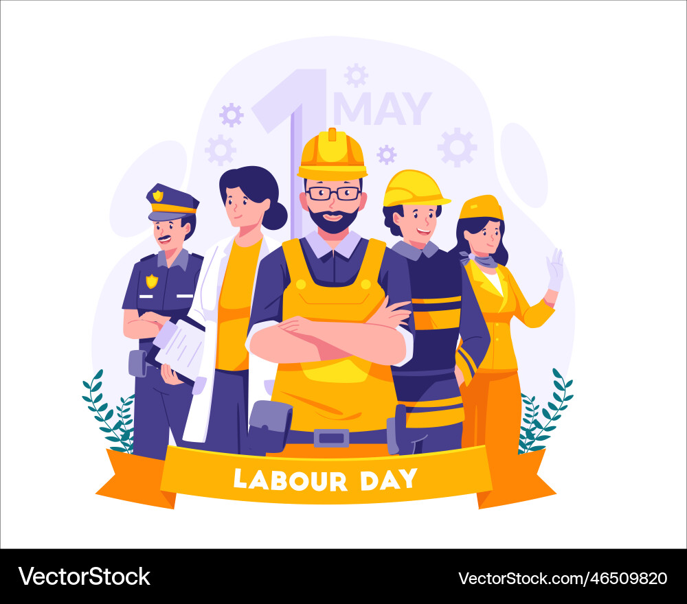 Labour day on 1st may a group of different kinds Vector Image