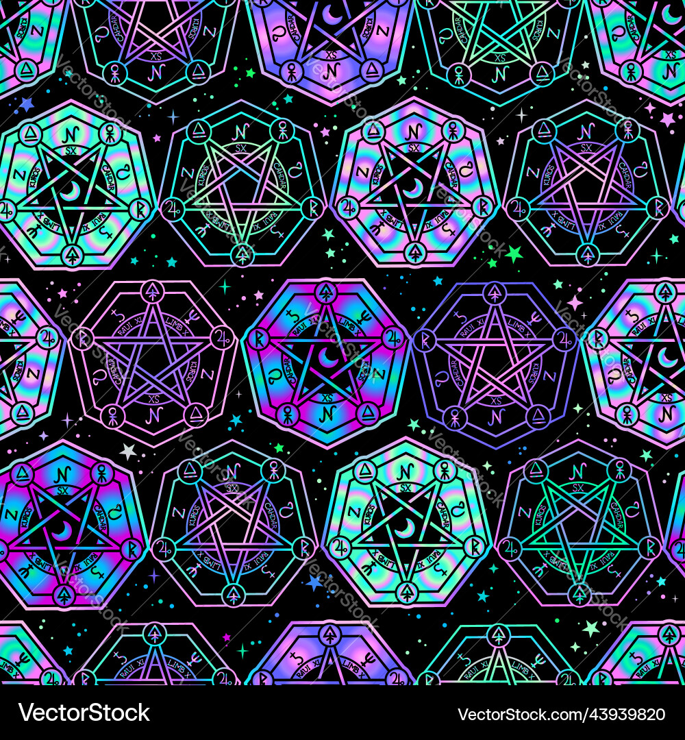 Seamless geometric pattern of magical symbols Vector Image