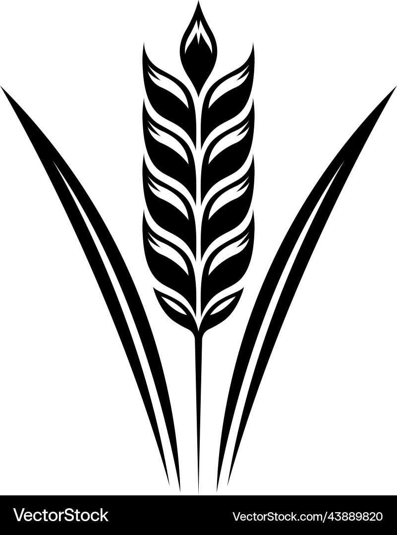 Silhouette rice plant symbol Royalty Free Vector Image