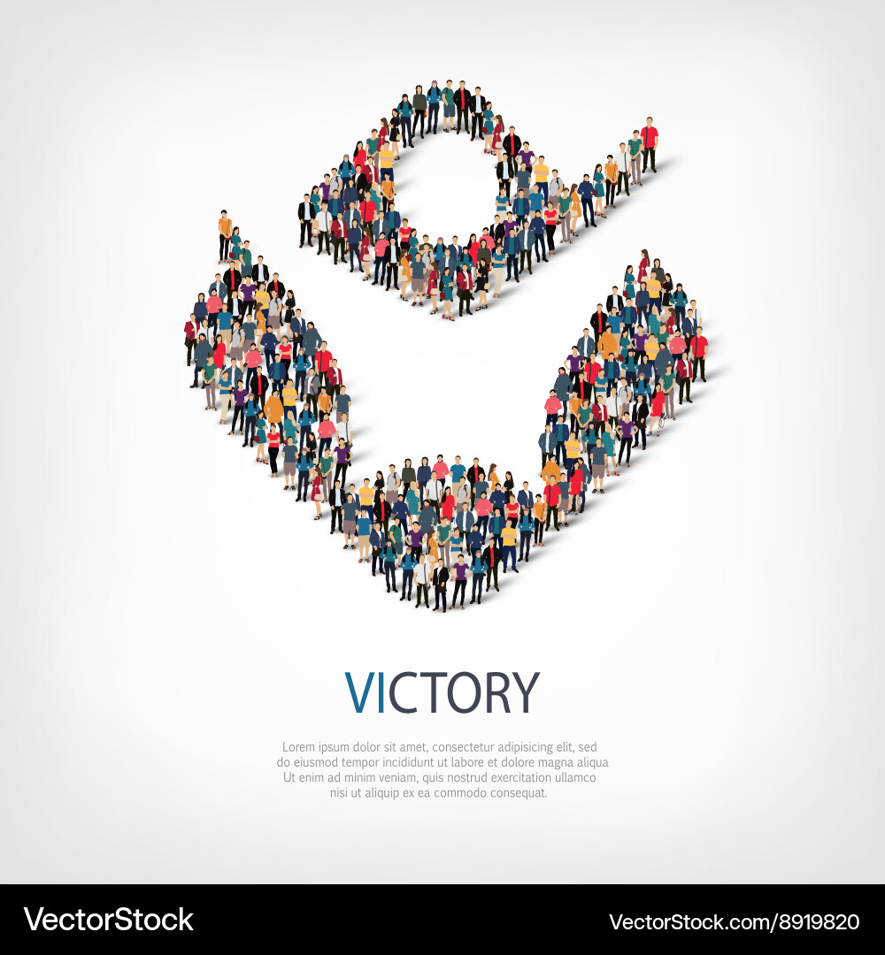 Victory people sign 3d Royalty Free Vector Image