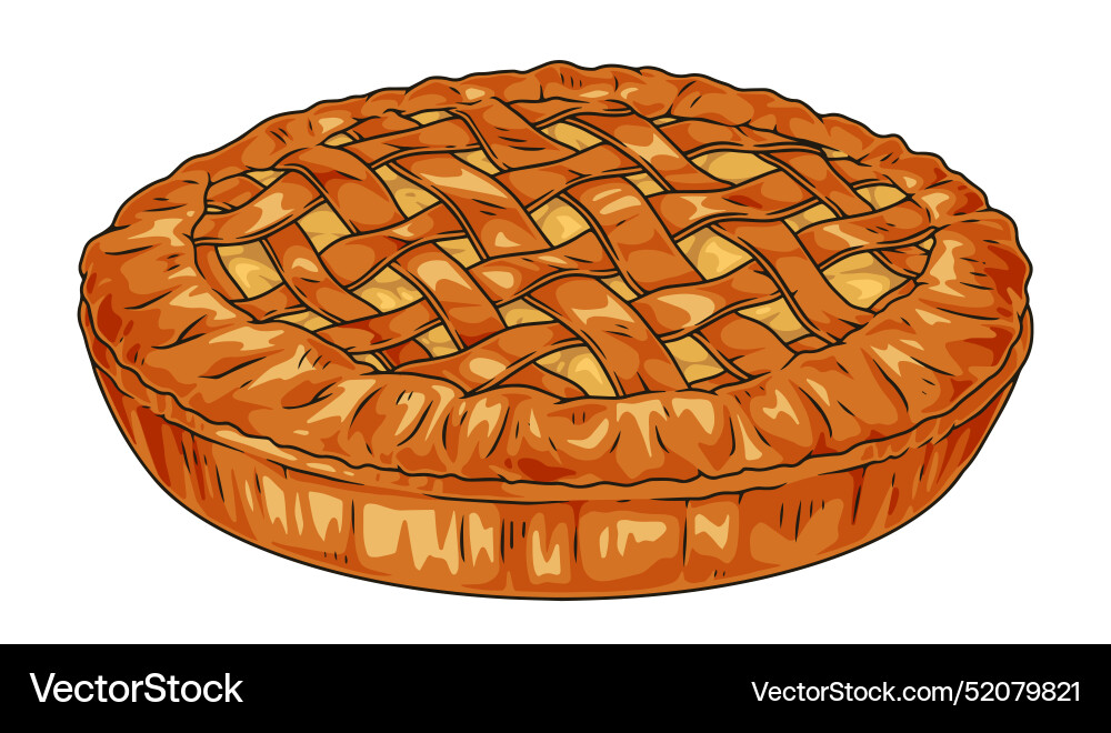 Apple pie detailed emblem colorful Royalty Free Vector Image