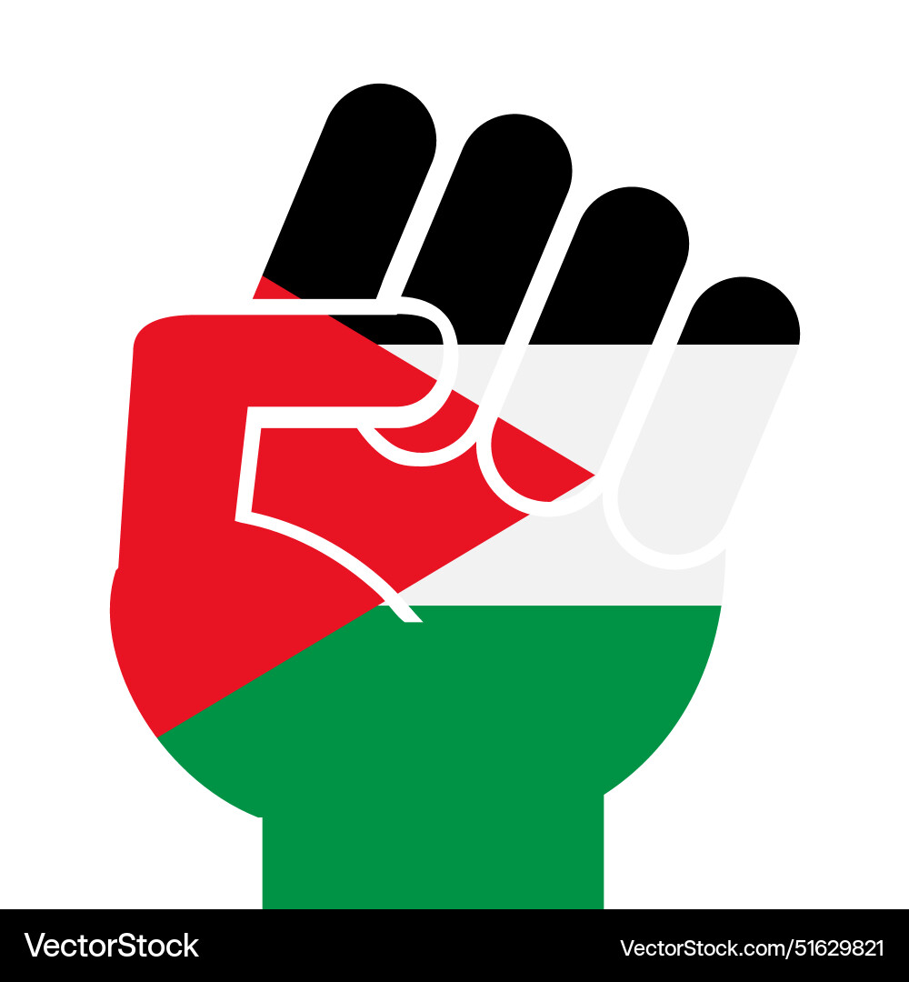 Flat fist with palestine flag Royalty Free Vector Image