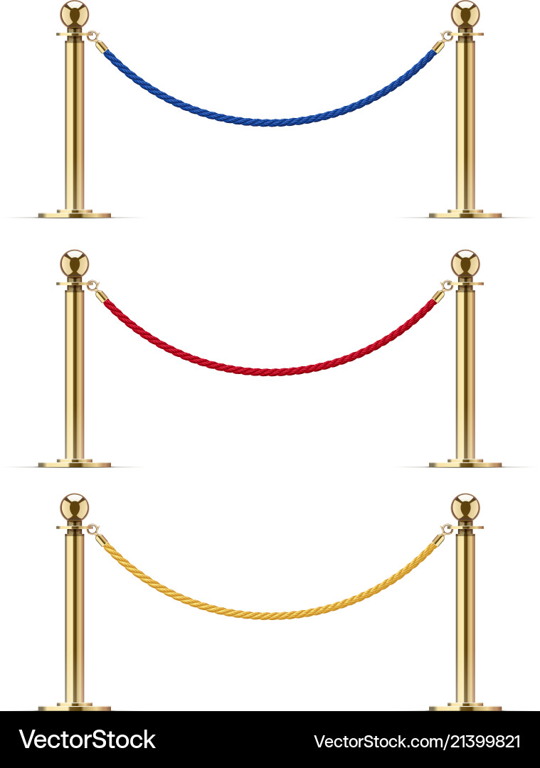 Golden barrier with rope Royalty Free Vector Image