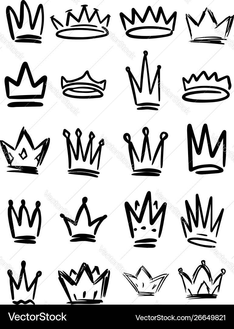 Hand Drawn Crown Symbols Royalty Free Vector Image