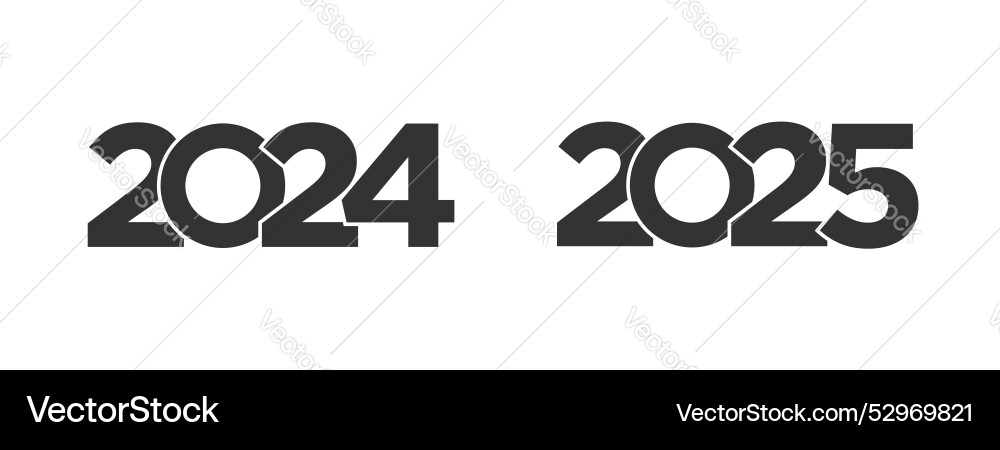 Happy new year 2024 2025 text logo design Vector Image