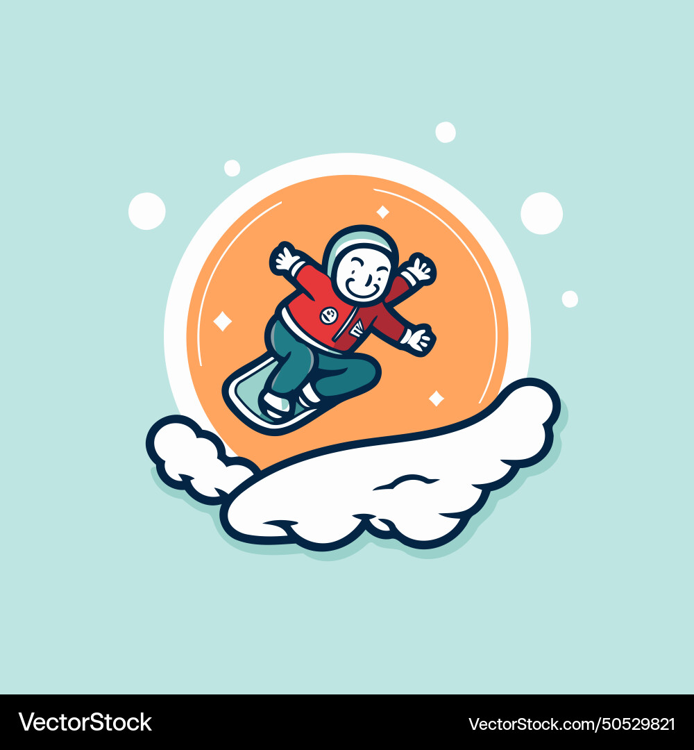Snowboarder riding a snowboard in cartoon style Vector Image