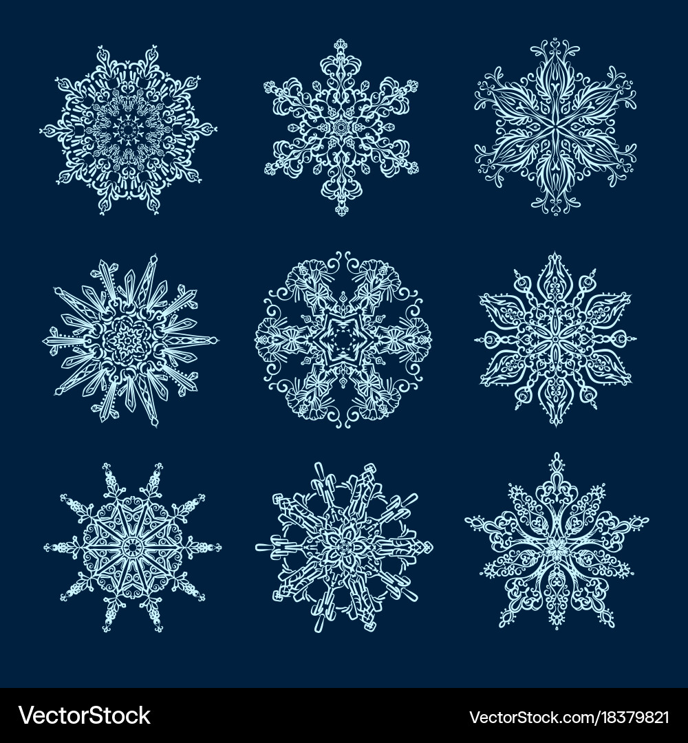 Snowflakes and mandala collection – Royalty-Free Vector | VectorStock