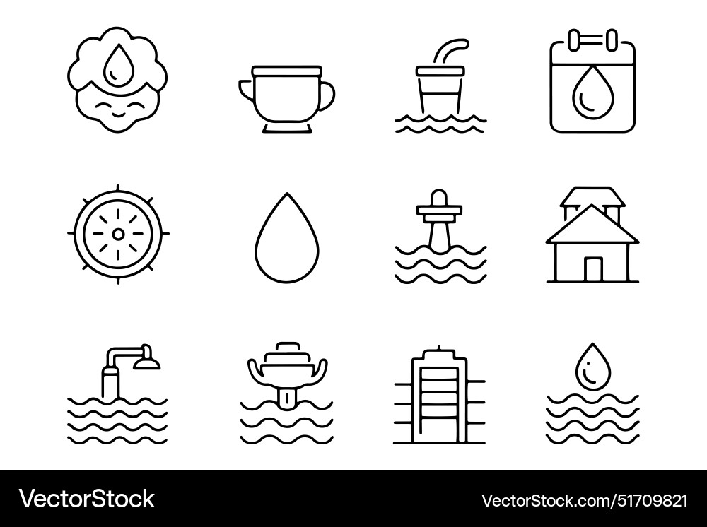 Water concept related editable stroke outline Vector Image