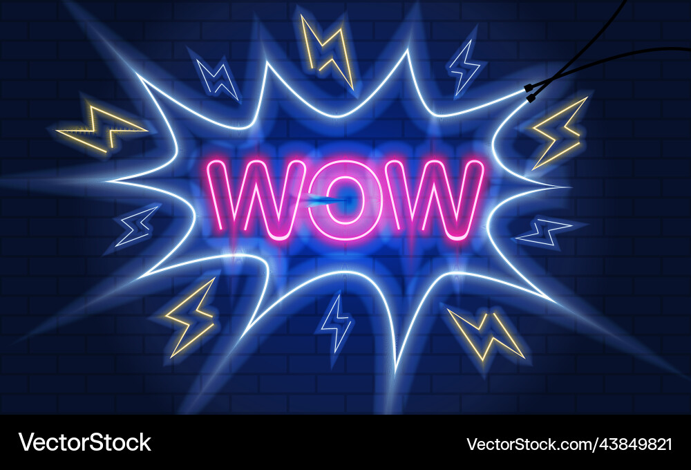 Wow neon Royalty Free Vector Image - VectorStock