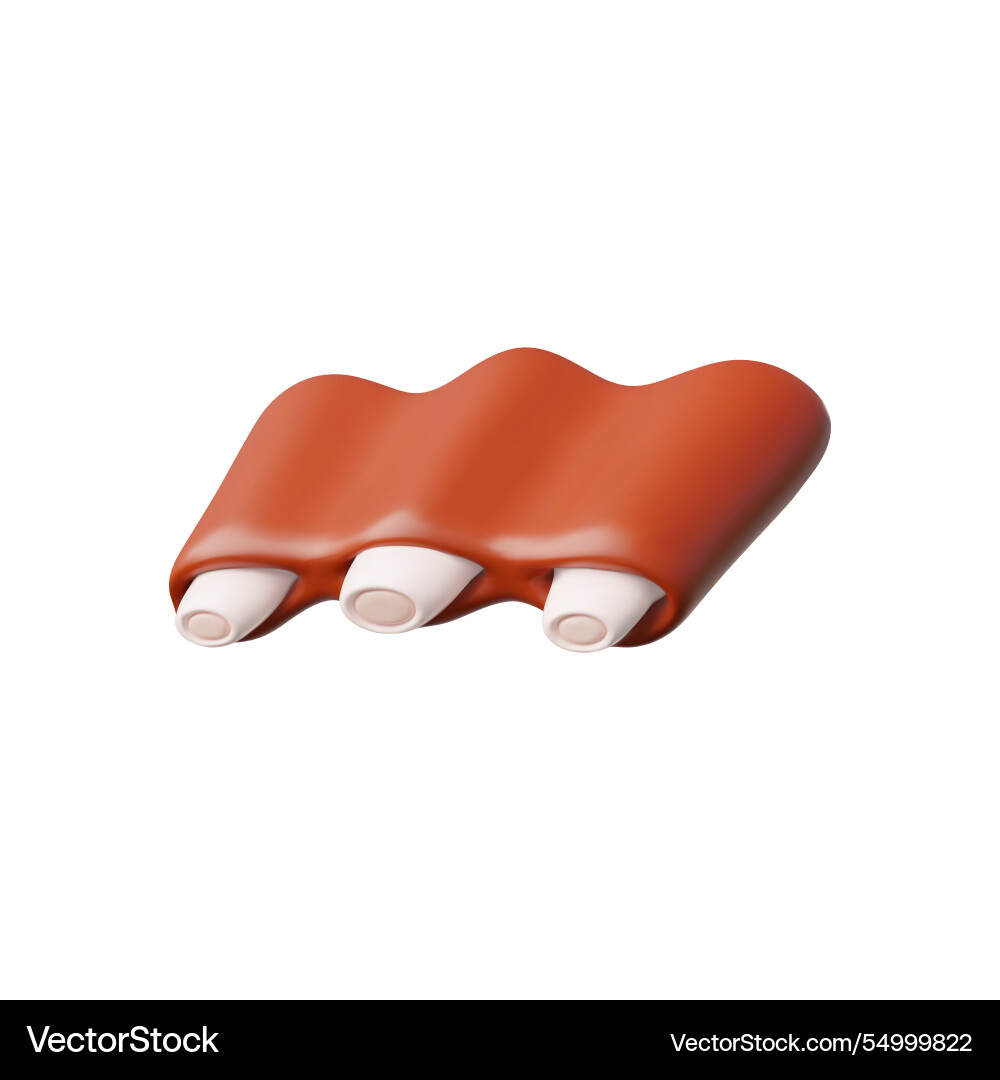 3d of a piece meat rib Royalty Free Vector Image