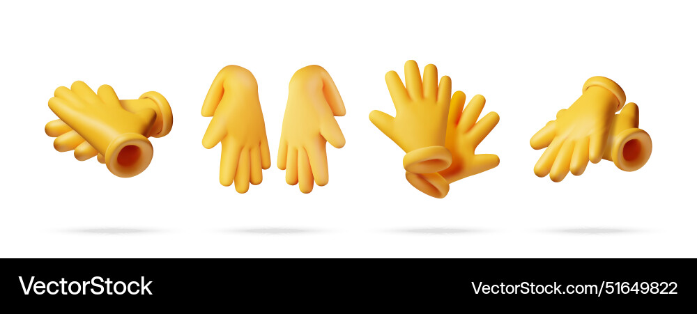 3d set of yellow rubber gloves Royalty Free Vector Image