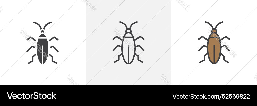 Cockroach icon set on white background Royalty Free Vector