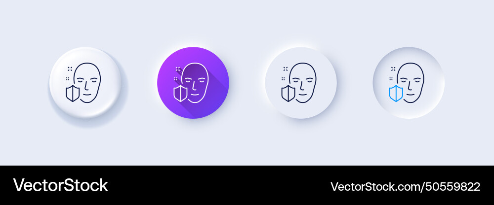 Face Detection Protected Line Icon Secure Access Vector Image