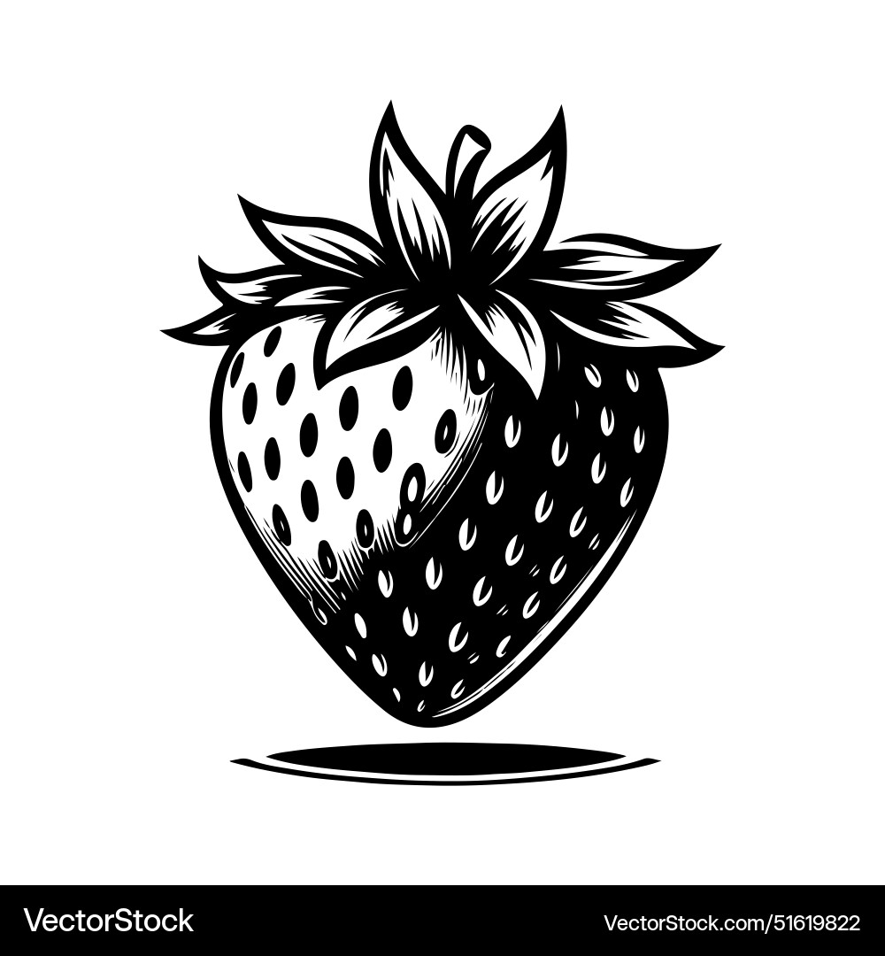 Flat strawberry silhouette in clean black and Vector Image
