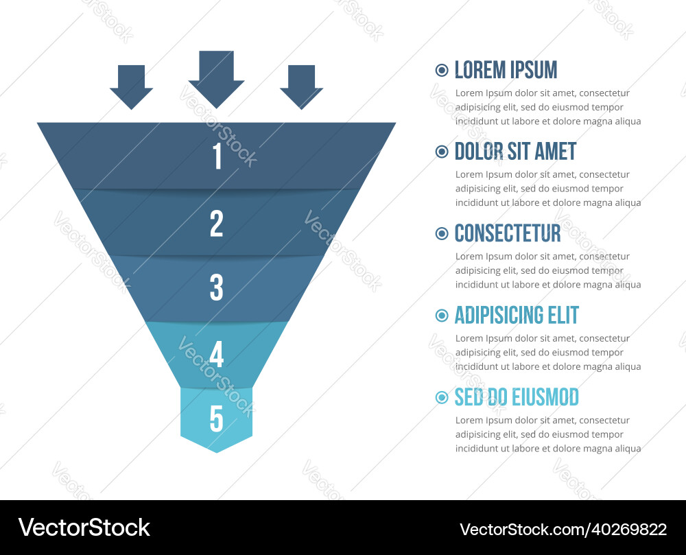 Funnel diagram template Royalty Free Vector Image