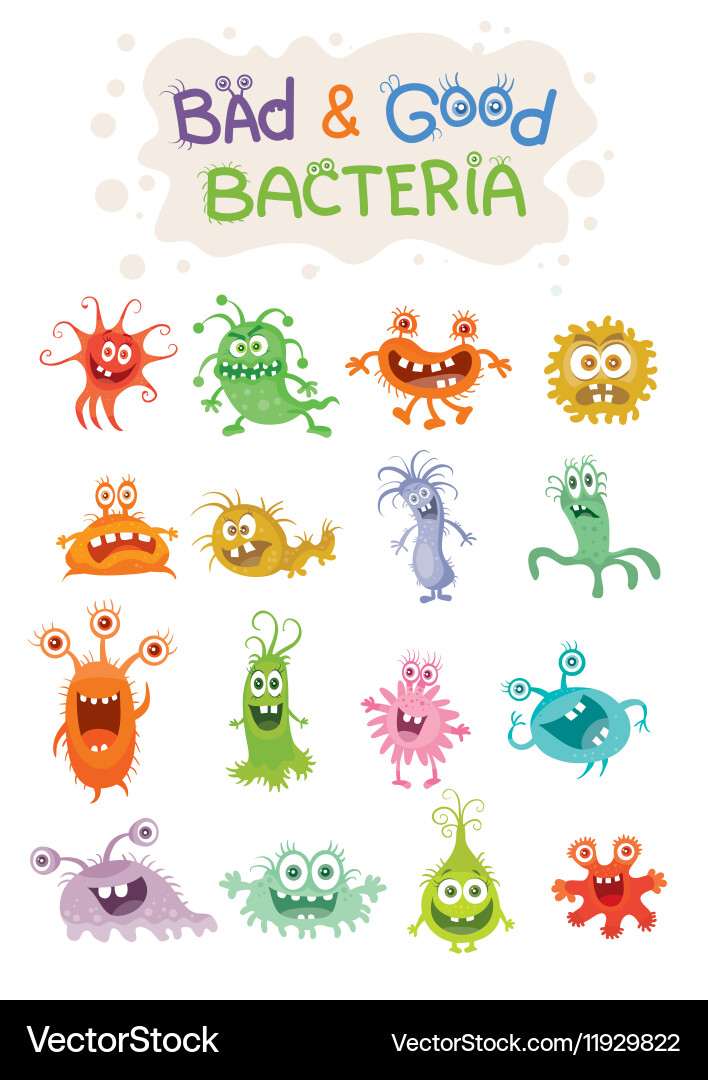 Good bacteria and bad cartoon characters Vector Image