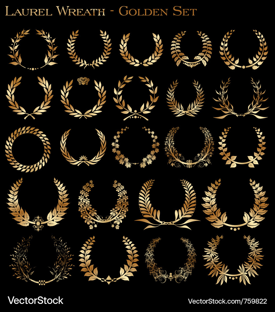 Laurel wreath - golden set Royalty Free Vector Image